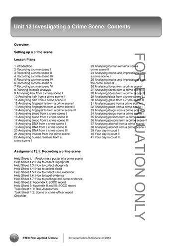 BTEC Level 2 - Unit 13 (Forensics) General | Teaching Resources