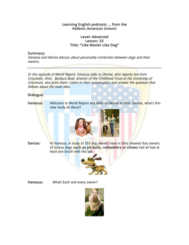 Advanced English Language: Like Master Like Dog | Teaching Resources