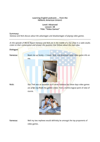 Advanced English Language: Videogames | Teaching Resources