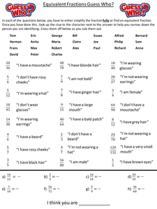 Equivalent and Simplifying Fractions Guess Who? by dannytheref - UK ...