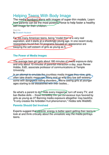 Thinking about Body Image | Teaching Resources