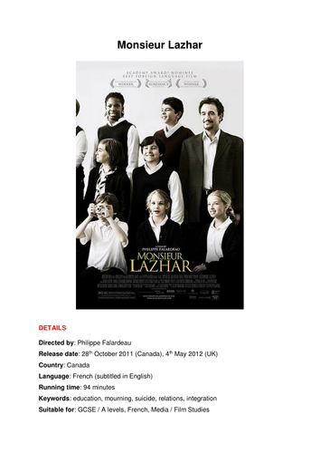 Monsieur Lazhar | Teaching Resources