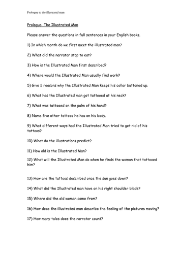 CAMBRIDGE IGCSE The Illustrated Man Ray Bradbury 1 | Teaching Resources