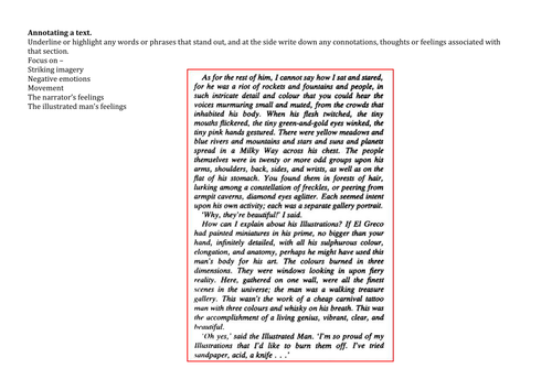 CAMBRIDGE IGCSE The Illustrated Man Ray Bradbury 1 | Teaching Resources