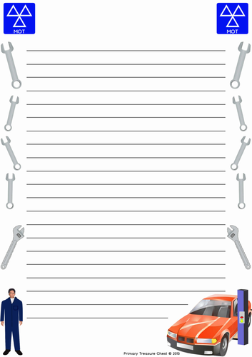 Mechanics Garage themed page border | Teaching Resources