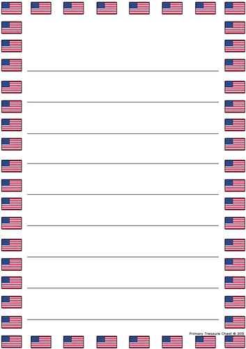 USA flag themed page border - wide lined. | Teaching Resources
