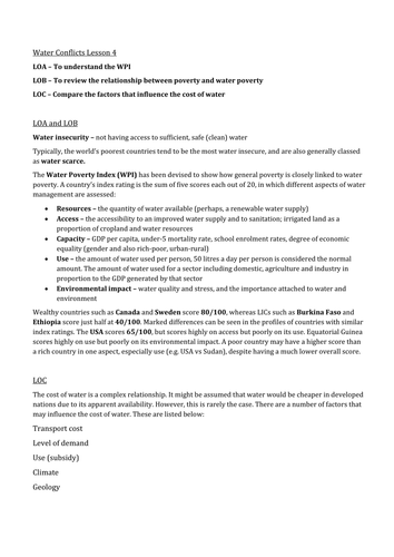 KS5 Water Conflicts Lesson 4 | Teaching Resources
