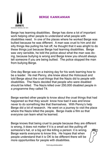 Easy Read Life Stories - for SEN lessons HMD 2014 | Teaching Resources