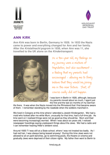 Life Stories for Holocaust Memorial Day 2014 | Teaching Resources