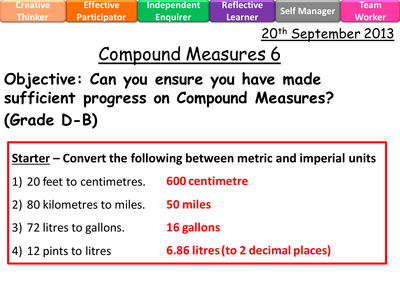 Compound Measures Lessons level 4-8 F-B - Resources - TES