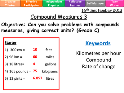 Compound Measures Lessons level 4-8 F-B - Resources - TES