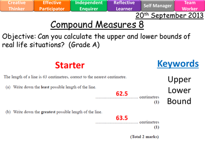 Upper and Lower Bounds Calculations Grade A by whidds - UK Teaching ...