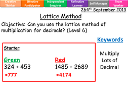 Multiplying Decimals using Lattice Method 6b | Teaching Resources