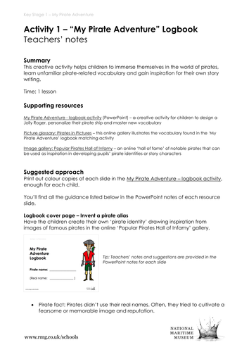 My Pirate Adventure - Logbook - Teacher's Notes | Teaching Resources
