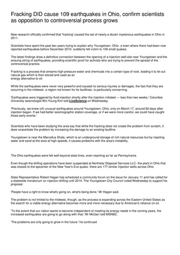 Fracking - Your Opinion | Teaching Resources