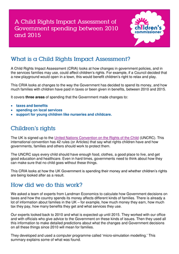 A Child Rights Impact Assessment of Budget | Teaching Resources