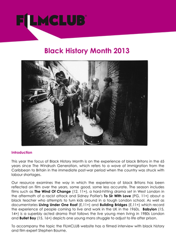 Into Film's Black History Month resource | Teaching Resources