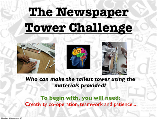 Newspaper tower challenge | Teaching Resources