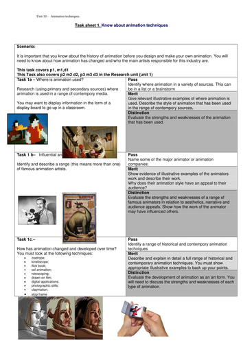 BTEC Level 2 Animation Production | Teaching Resources