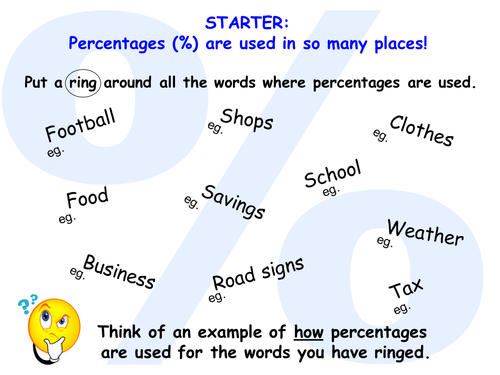 Introduction to Percentages Resources | Tes