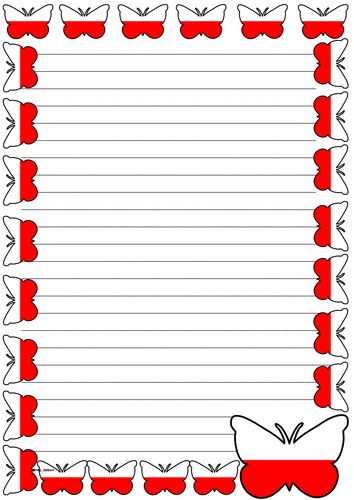 Poland Flag Themed Lined Paper and Pageborders | Teaching Resources