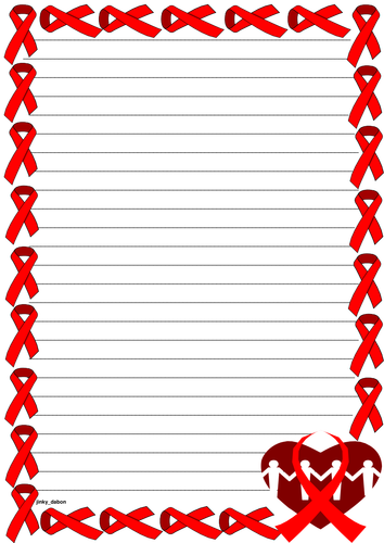 Red Ribbon Themed Lined Paper and Pageborders | Teaching Resources