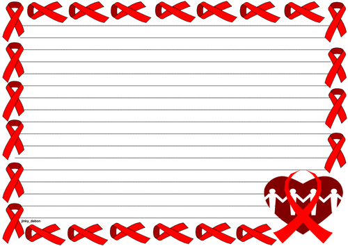 Red Ribbon Themed Lined Paper and Pageborders | Teaching Resources