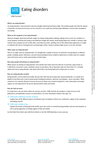 Eating Disorder Podcast & Factsheet | Teaching Resources