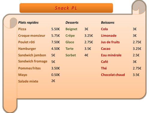 French food - vocabulary list | Teaching Resources