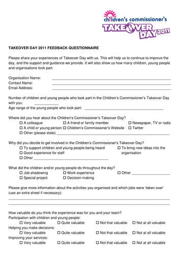 Takeover Day - Resource Bank | Teaching Resources