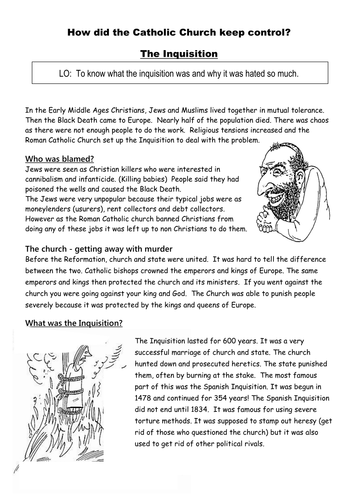 How did the church keep control - The Inquisition | Teaching Resources