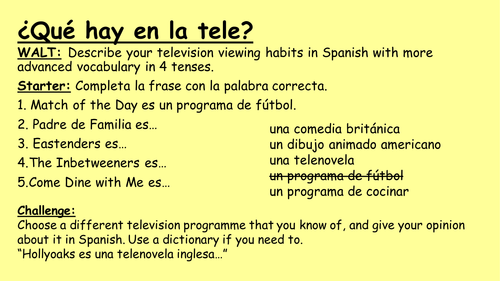 ¿Qué hay en la tele? - KS4 Spanish | Teaching Resources