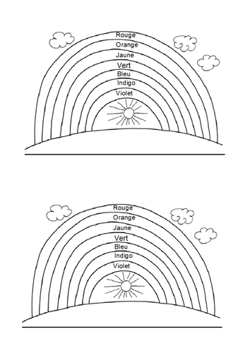 Rainbow colours / l'arc en ciel colouring | Teaching Resources