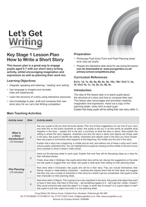 Story Writing Lesson Plan, Planning Sheet for KS1 by YoungWriters - UK ...