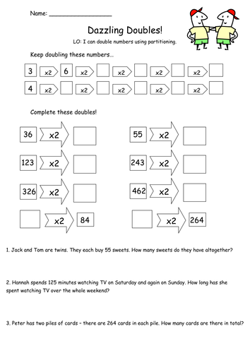 Doubling - fun worksheet | Teaching Resources
