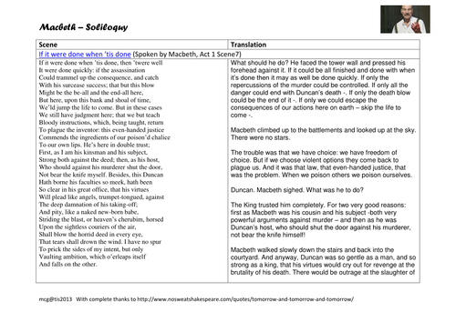 Macbeth; Three Soliloquies - Text and Translation | Teaching Resources