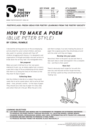 How to Make a Poem by Coral Rumble | Teaching Resources