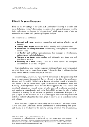 Editorial for proceedings papers | Teaching Resources