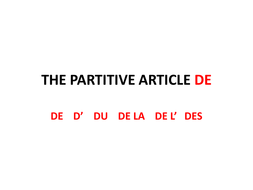 The partitive article in French | Teaching Resources
