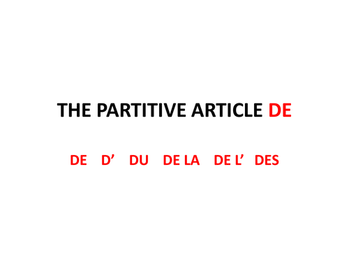 The partitive article in French | Teaching Resources