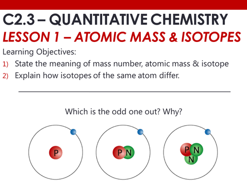 Isotopes, Moles, Reacting Mass Calculations | Teaching Resources