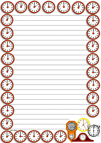 Face of the Clock Themed Linedpaper and Pageborder | Teaching Resources