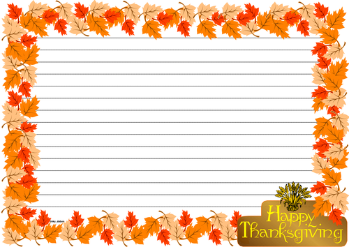 Thanksgiving Day Themed Lined paper and Pageborder | Teaching Resources