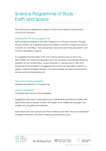 Year 5 Science - Earth and Space | Teaching Resources