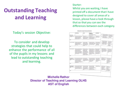 Outstanding Teaching & Learning Training - Resources - TES