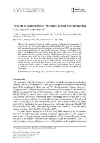 Towards an understanding of the virtual context | Teaching Resources