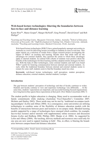Web-based lecture technologies:blurring boundaries | Teaching Resources