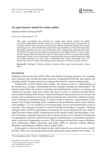 An open learner model for trainee pilots | Teaching Resources