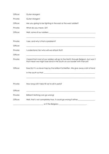 World War 1 - Lesson 3 - The Schlieffen Plan | Teaching Resources