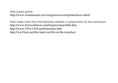 World War 1 Lesson 5+6 Life in the Trenches | Teaching Resources